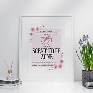 PRINTABLE Scent Free Zone SIGN, Fragrance Free Medical Care Facility ...