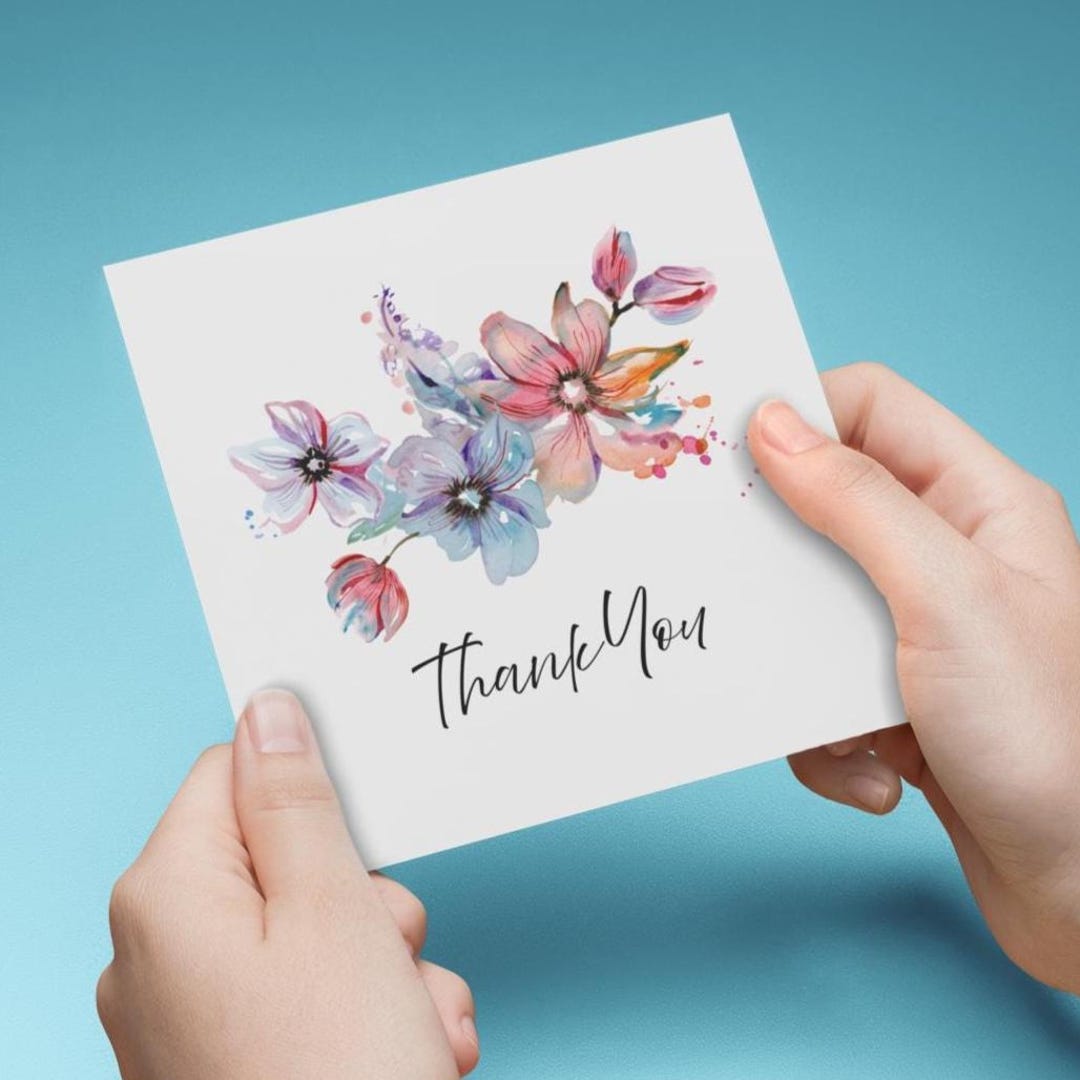 PRINTABLE Floral Thank You CARD, English and French Thank You Card Set ...