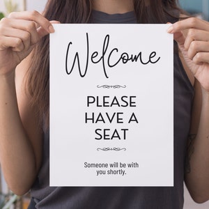 PRINTABLE Welcome Please Have a Seat SIGN, Waiting Room, Therapist ...