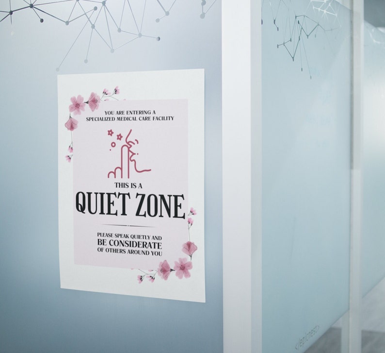 PRINTABLE Pink Quiet Zone SIGN, Speak Quietly Medical Care Facility ...