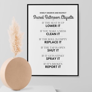 PRINTABLE Bathroom Etiquette SIGN, Workplace Restroom Signage, Shared ...