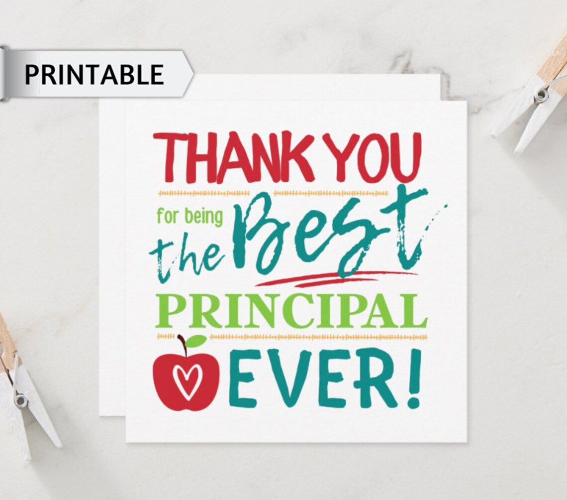 Best Principal Ever PRINTABLE CARD, School Principal's Day, Card for ...