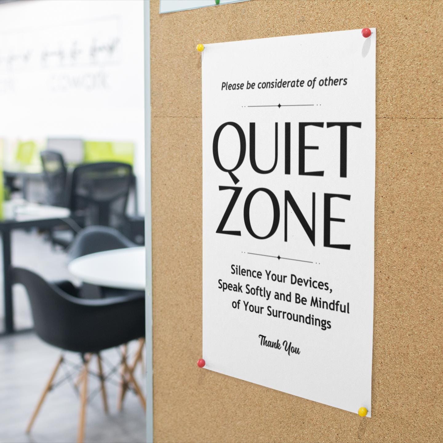 PRINTABLE Quiet Zone SIGN, Be Considerate of Others, Silence Devices ...