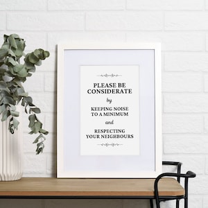 PRINTABLE Please Be Considerate SIGN, Keep Noise to a Minimum, Respect ...