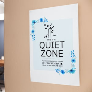 PRINTABLE Quiet Zone SIGN, Speak Quietly, Considerate of Others, Quiet ...