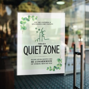 PRINTABLE Quiet Zone SIGN, Speak Quietly Health Care Facility, Hospice ...