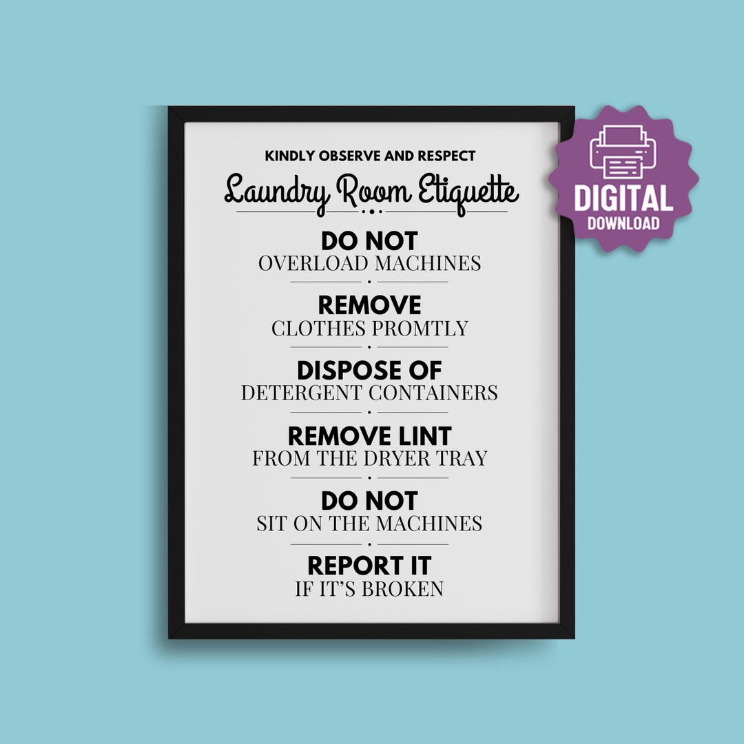 PRINTABLE Shared Laundry Room PRINT, Communal Laundry Guidelines ...