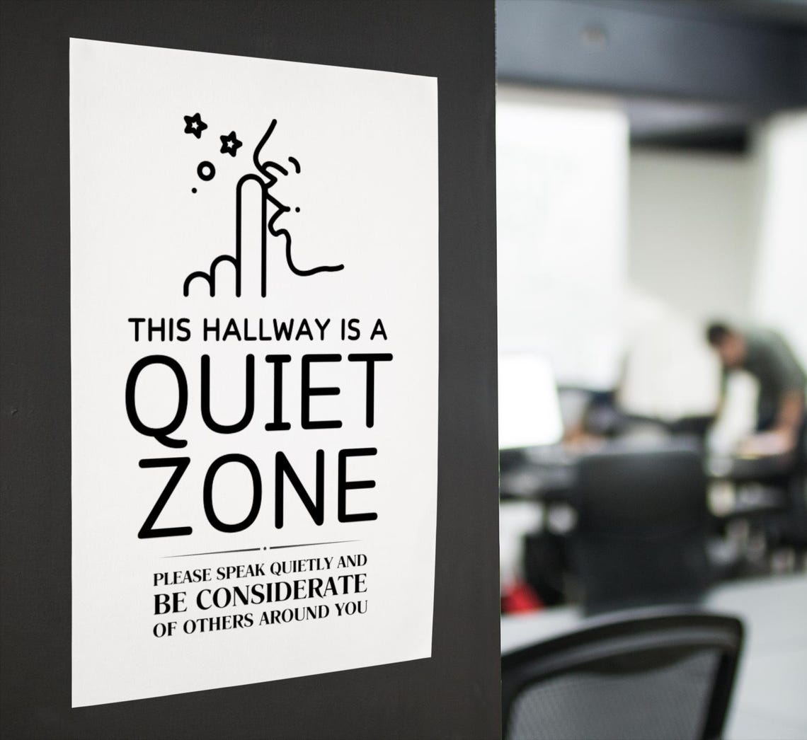 PRINTABLE Quiet Zone SIGN, This Hallway is a Quiet Zone, Speak Quietly ...