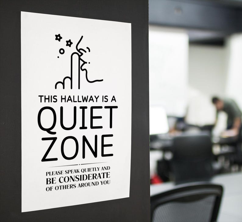 PRINTABLE Quiet Zone SIGN, This Hallway is a Quiet Zone, Speak Quietly ...