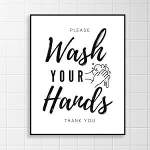 PRINTABLE Wash Your Hands SIGN, Please Wash Your Hands Poster, Office ...