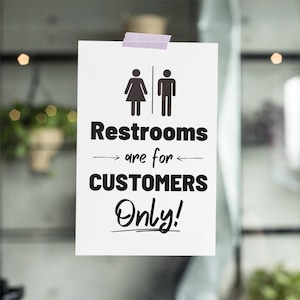 PRINTABLE Restroom SIGN, Restrooms for Customers Only, Customers Only ...