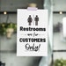 PRINTABLE Restroom SIGN, Restrooms for Customers Only, Customers Only ...