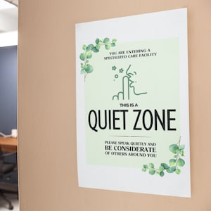PRINTABLE Quiet Zone SIGN, Speak Quietly Health Care Facility, Hospice ...