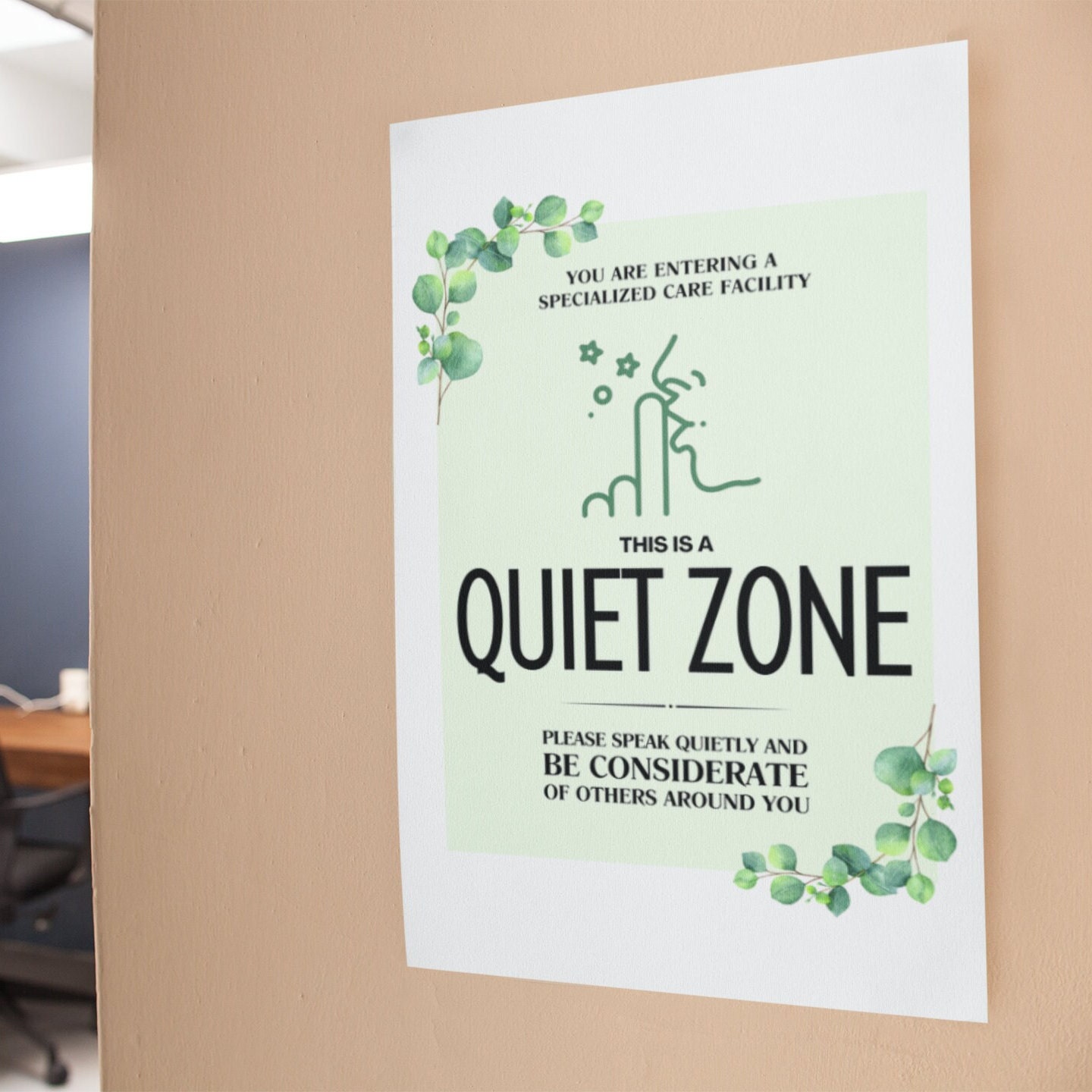 PRINTABLE Green Quiet Zone SIGN, Speak Quietly Health Care Facility ...