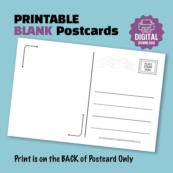 Blank Postcard Back Side
