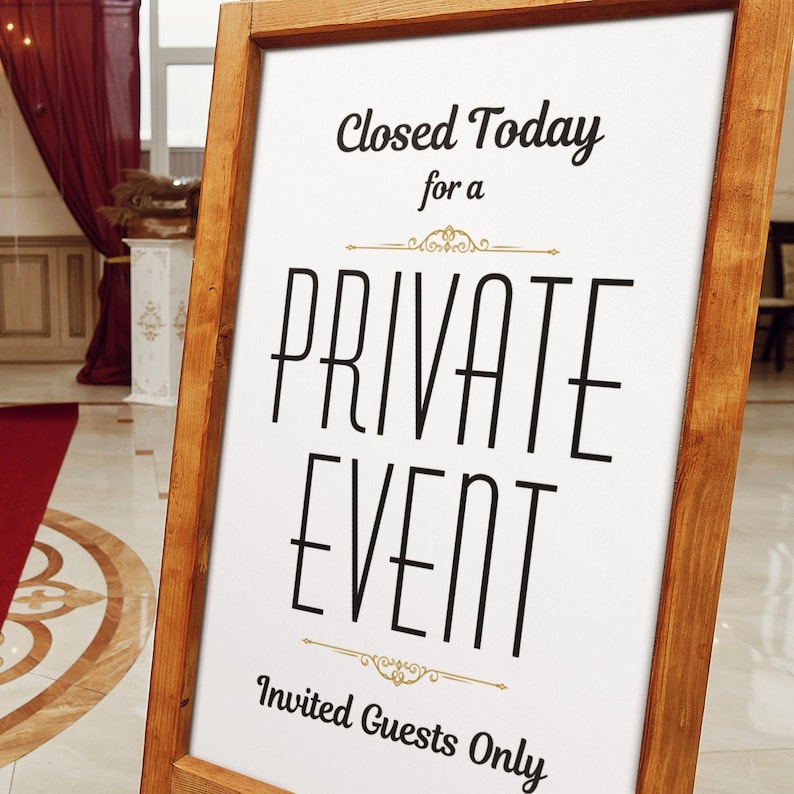 PRINTABLE Private Event SIGN, Sorry We're Closed Today for Event ...
