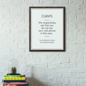 PRINTABLE No Cell Phones SIGN, Waiting Room SIGN, Therapist, Reception ...