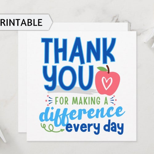 Printable Teacher Appreciation Card Thank You Card for - Etsy