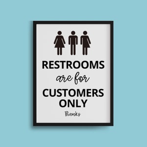 PRINTABLE Restroom Sign, Restrooms for Customers Only, Customers Only ...