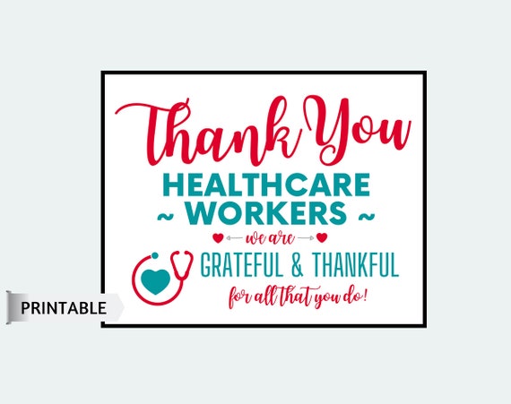 Thank You Healthcare Workers PRINTABLE Sign Thanks to All Our - Etsy