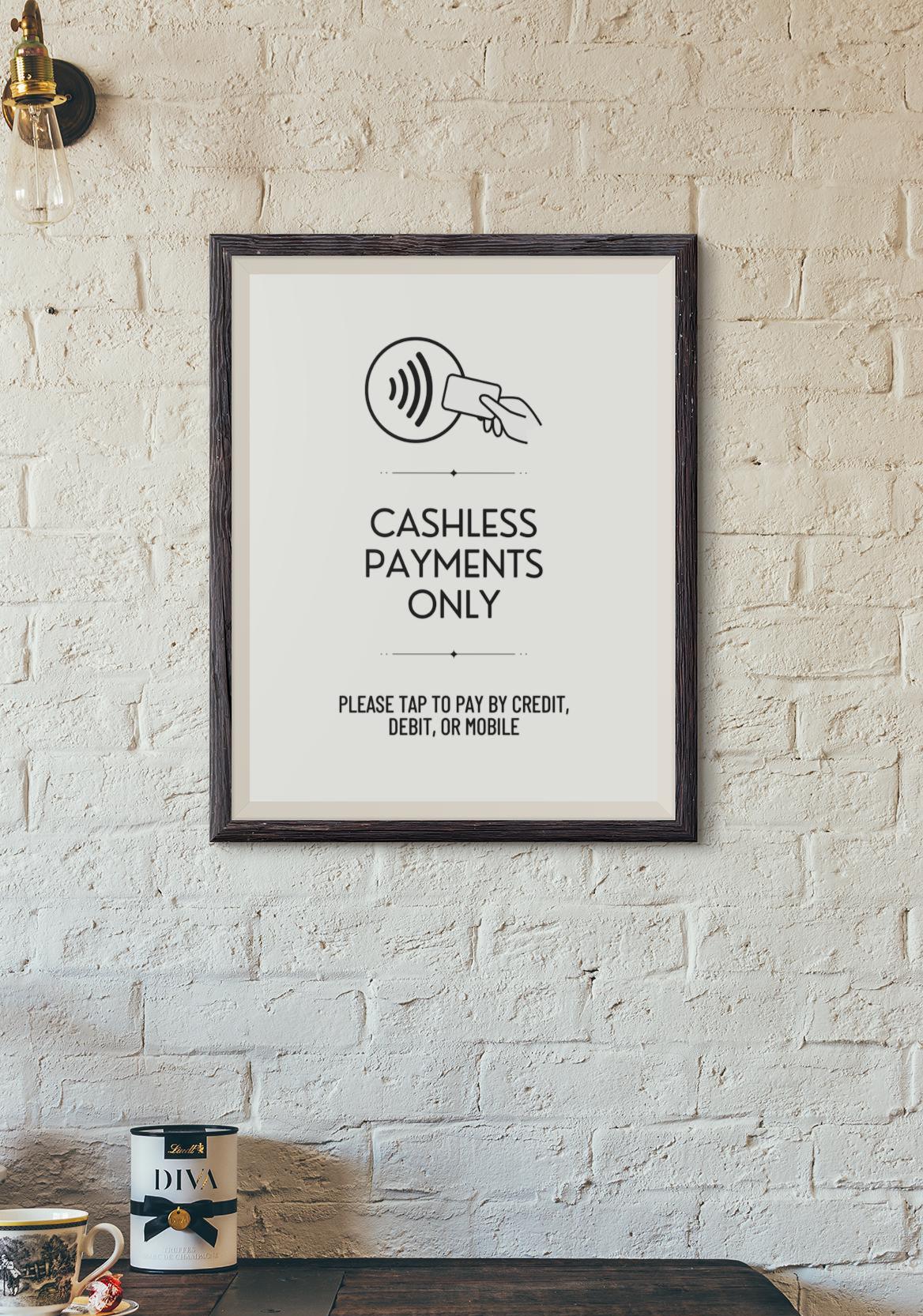 PRINTABLE Cashless Payments Sign, Credit, Debit & Mobile Pay Only, Tap ...