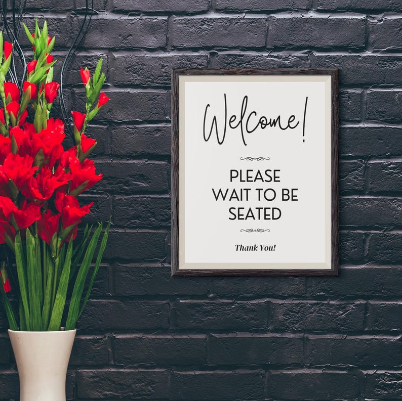 PRINTABLE Please Wait to Be Seated SIGN, Assigned Seating, Restaurant ...