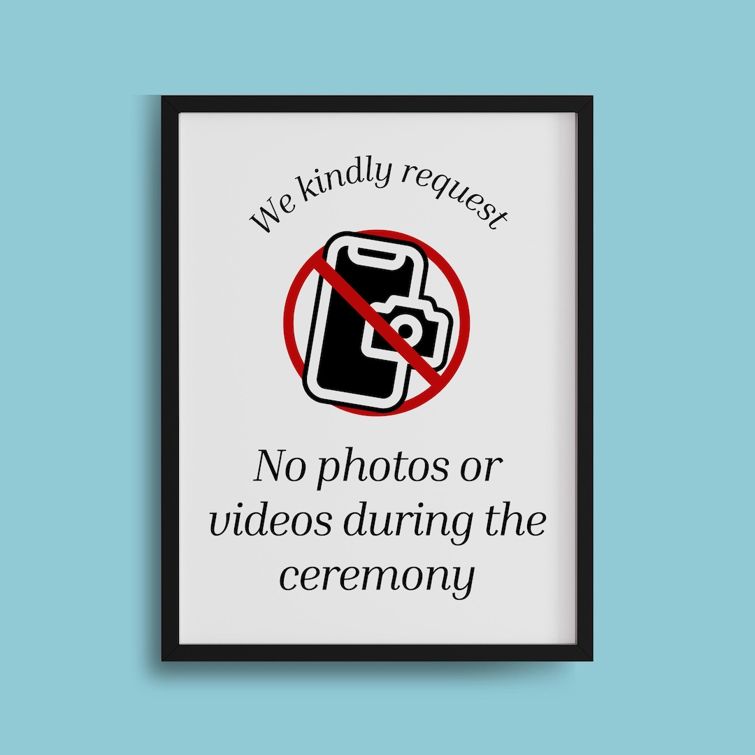 PRINTABLE No Photos or Videos SIGN, Wedding Signs, Videos Not Allowed ...