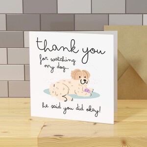 PRINTABLE Thank You for Watching My Dog CARD, Cute Dog on Card, Thank ...