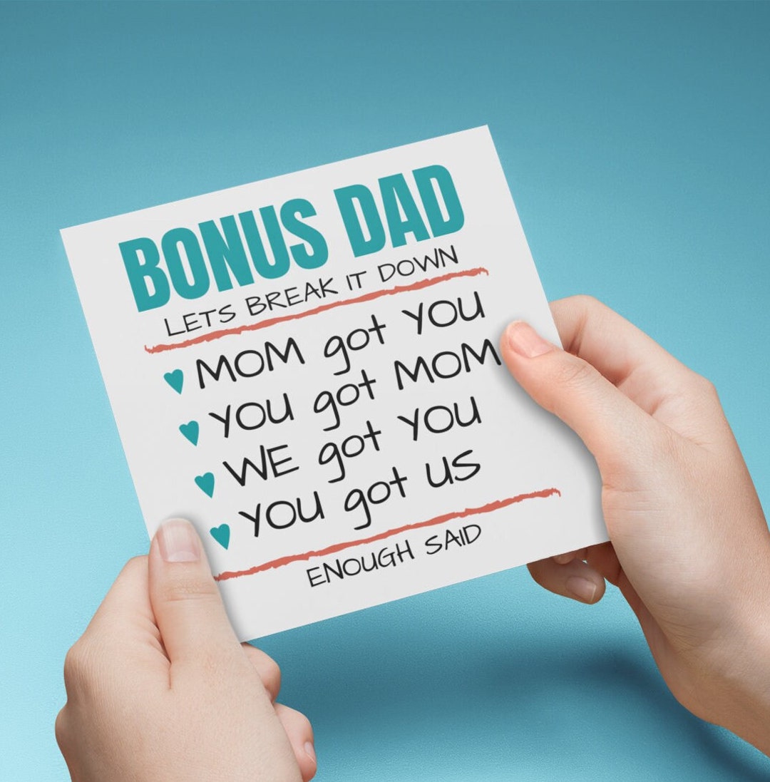 PRINTABLE Bonus Dad CARD, Bonus Dad Explained, Step Dad Father's Day ...