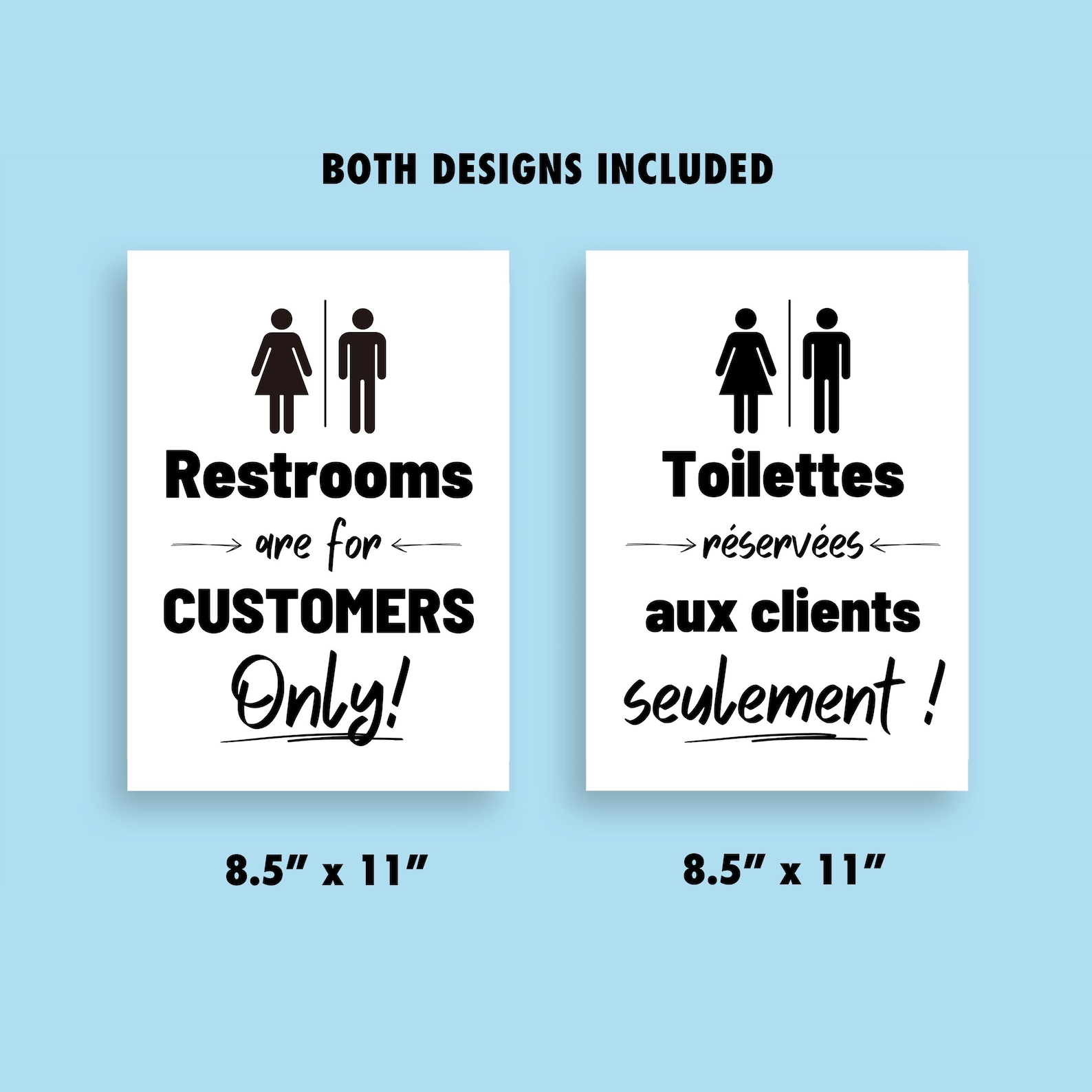 PRINTABLE Restroom Sign Customers Only – French English Bathroom Sign ...