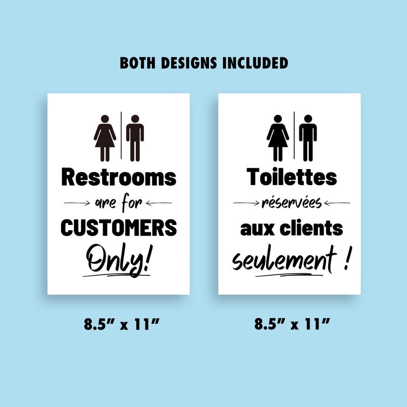 PRINTABLE Restroom Sign Customers Only – French English Bathroom Sign ...