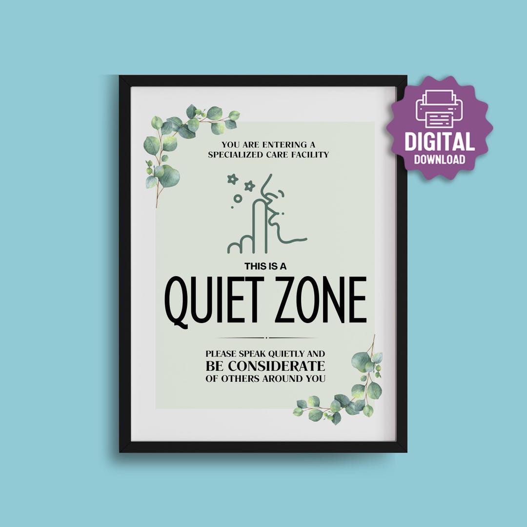 PRINTABLE Green Quiet Zone SIGN, Speak Quietly Health Care Facility ...