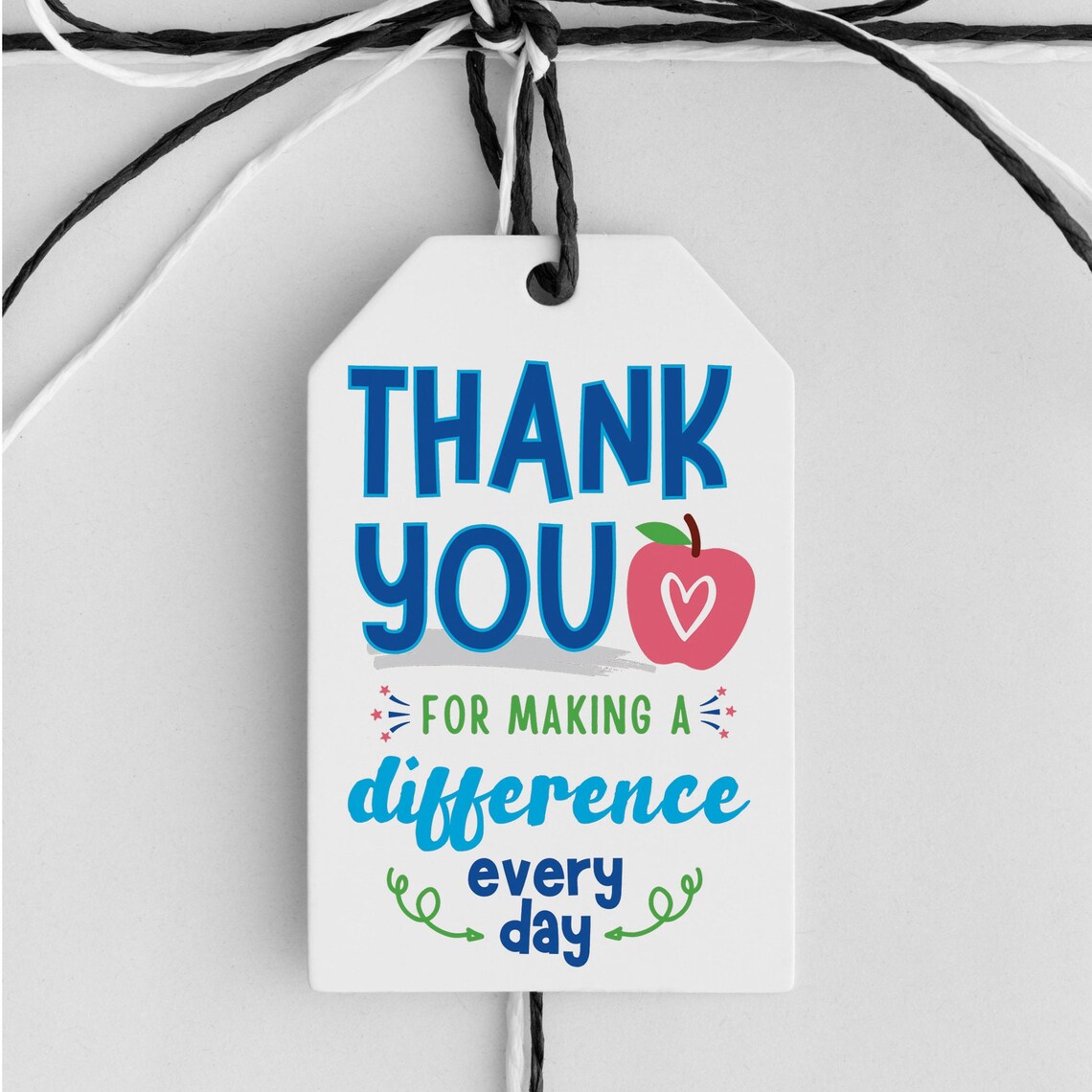 PRINTABLE Thank You for Making a Difference TAG, End of the Year ...
