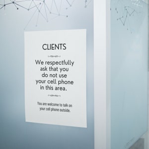 PRINTABLE No Cell Phones SIGN, Waiting Room SIGN, Therapist, Reception ...