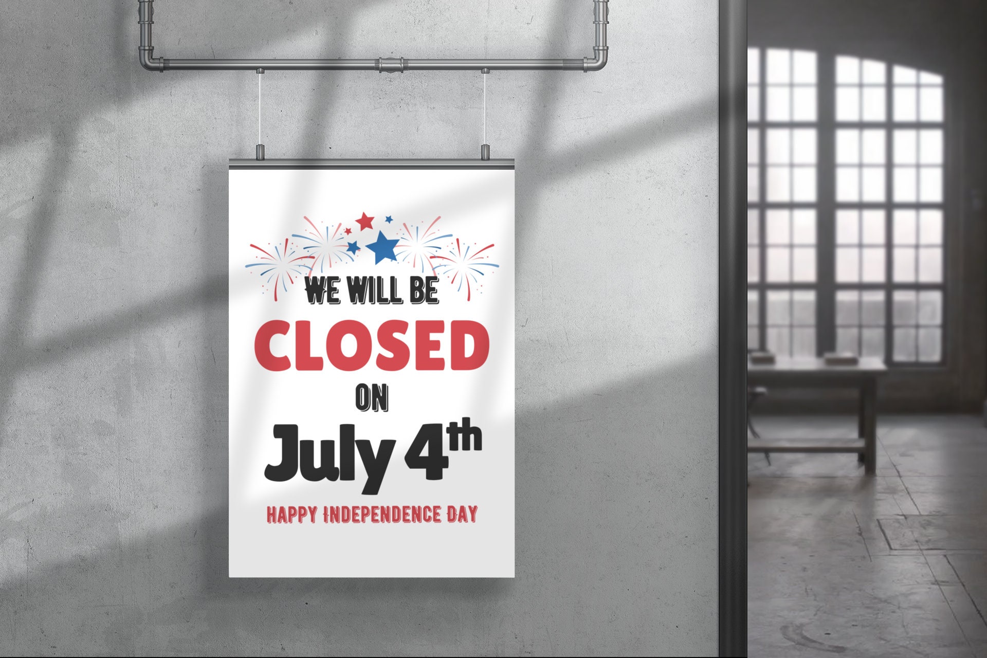 PRINTABLE Closed July 4th SIGN, We Will Be Closed on July 4th Poster ...