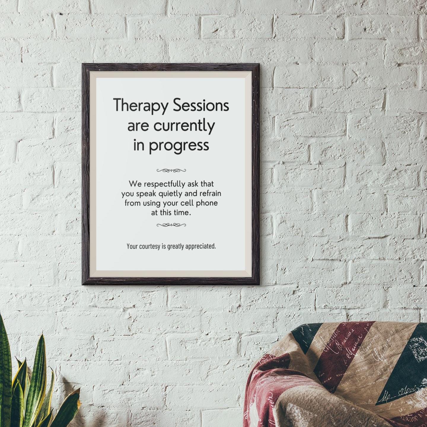 PRINTABLE Therapy Sessions in Progress SIGN, Speak Quietly, Turn Cell ...