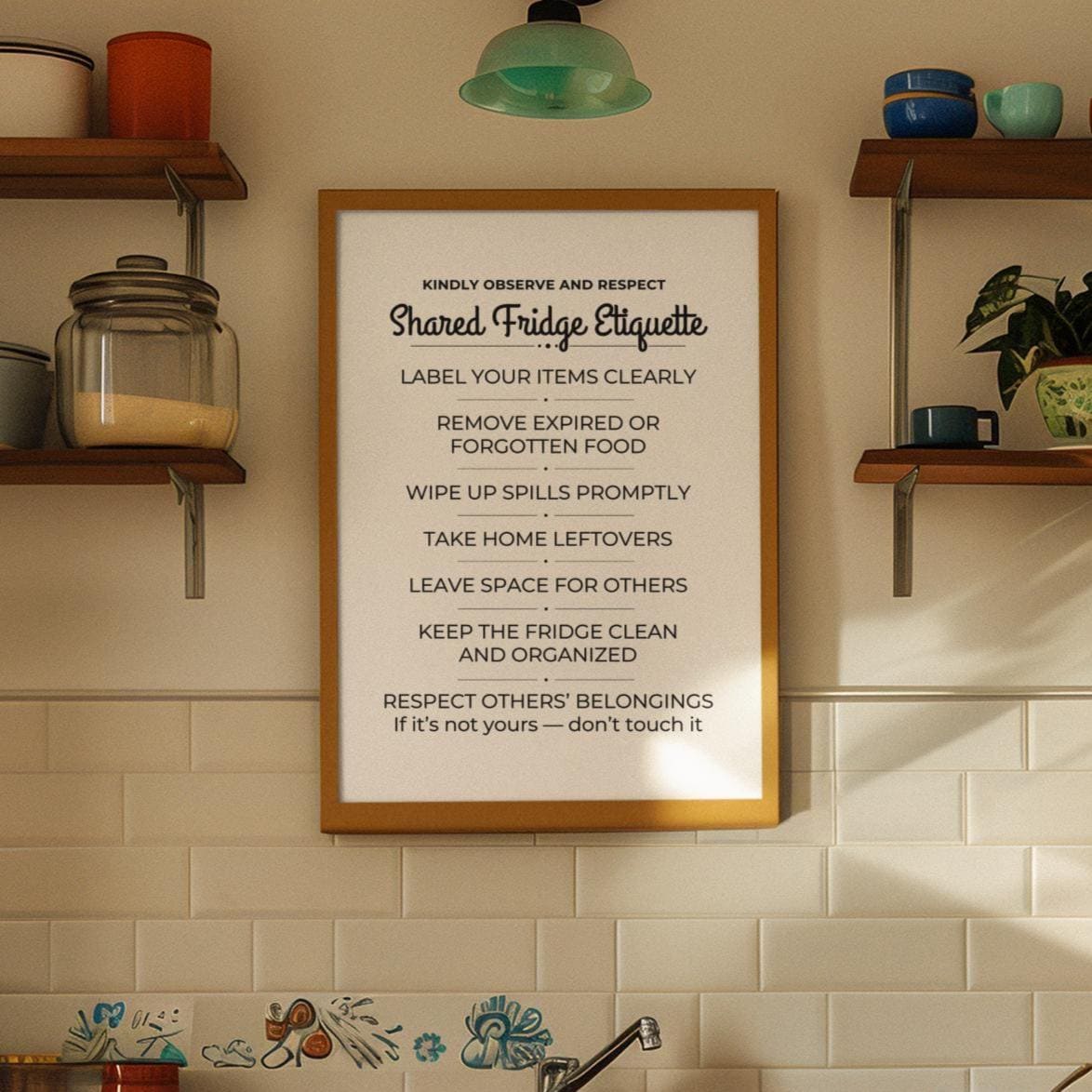PRINTABLE Shared Fridge Etiquette SIGN, Shared Kitchen Guidelines ...