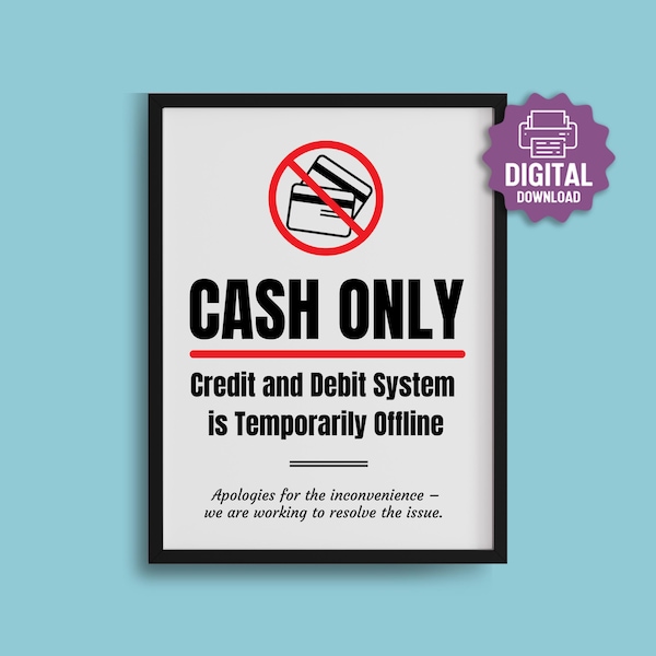 Credit Cards Only Sign - Etsy