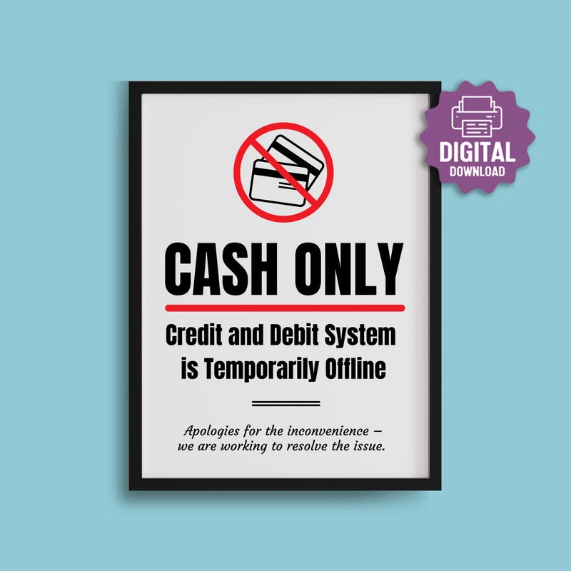 Credit Cards Only Sign - Etsy