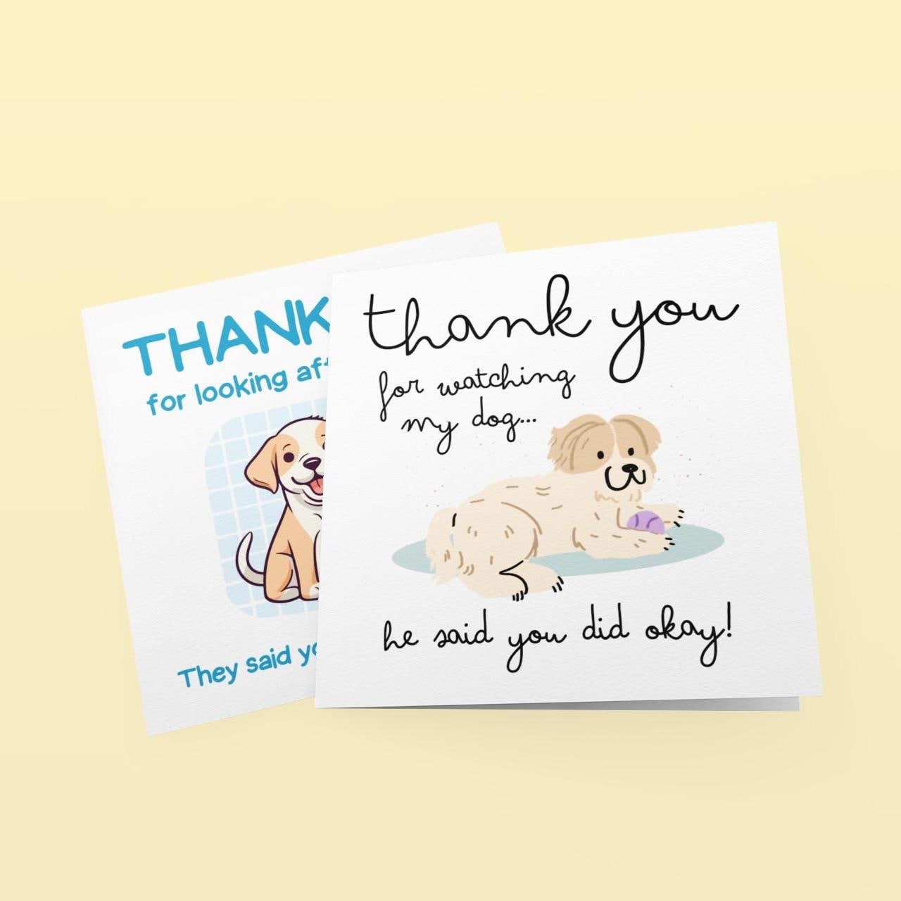 PRINTABLE Thank You for Watching My Dog CARD, Cute Dog on Card, Thank ...