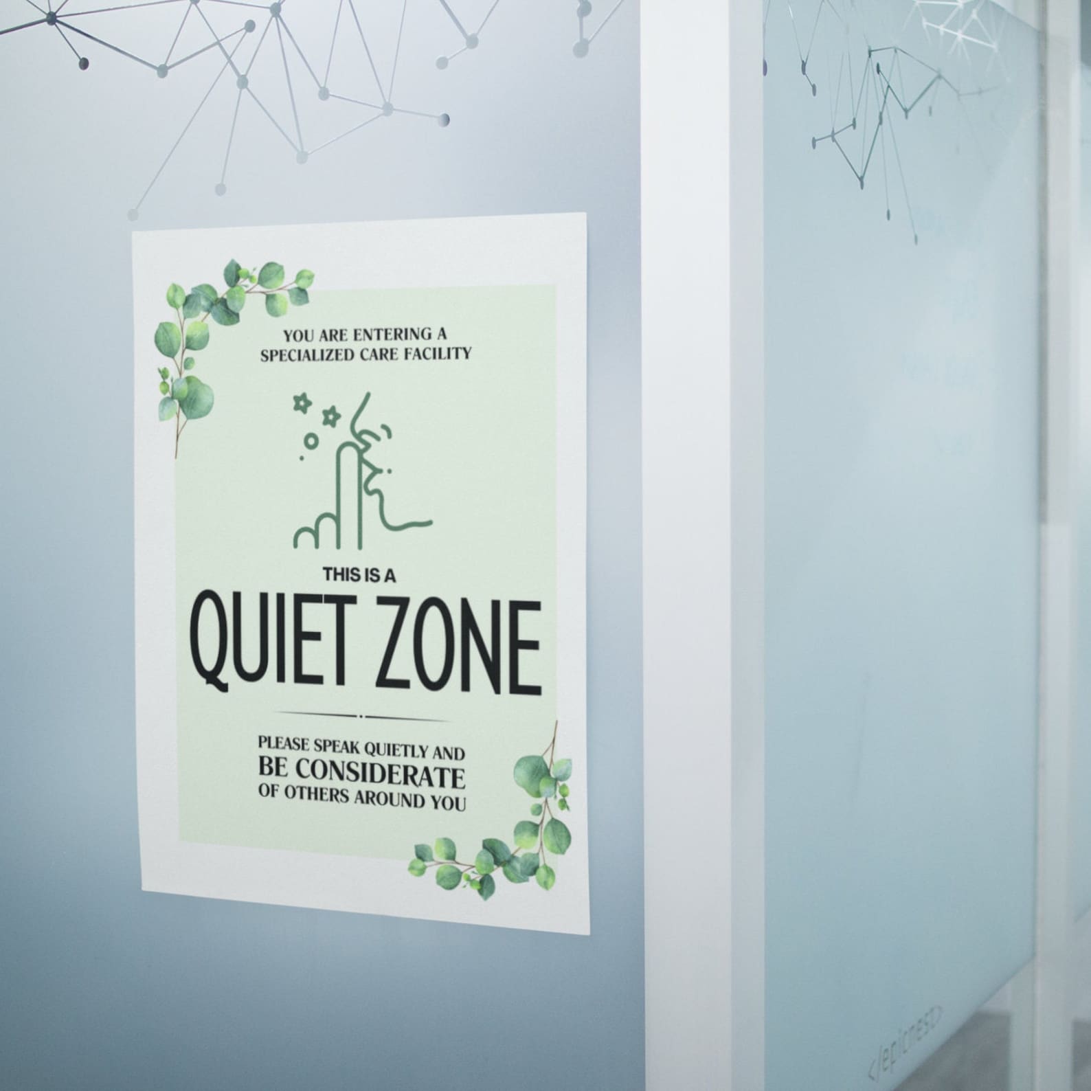 PRINTABLE Green Quiet Zone SIGN, Speak Quietly Health Care Facility ...