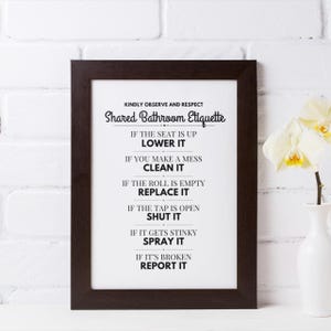 PRINTABLE Bathroom Etiquette SIGN, Workplace Restroom Signage, Shared ...