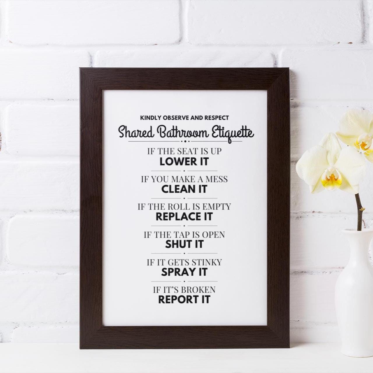 PRINTABLE Bathroom Etiquette SIGN, Workplace Restroom Signage, Shared ...