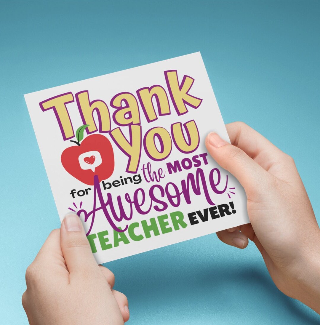 PRINTABLE Teacher Appreciation CARD, Thank You for Being Awesome, Thank ...
