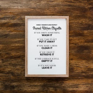 PRINTABLE Kitchen Etiquette SIGN, Shared Kitchen Guidelines, Workplace ...