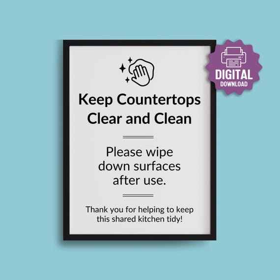 Keep Kitchen Clean Signs