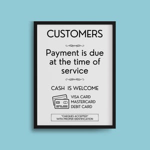 PRINTABLE Payment is Due SIGN, Waiting Room SIGN, Payment Due at Time ...