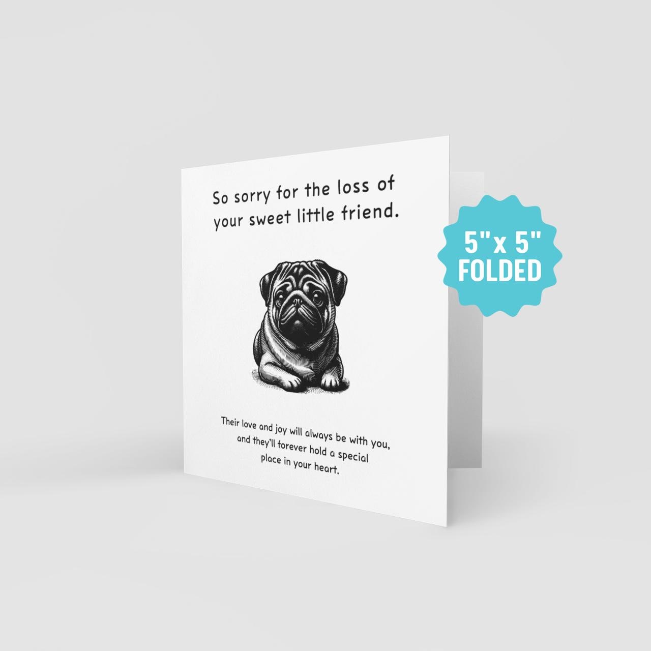 PRINTABLE Pug Breed Sympathy CARD, Pet Condolences, Sorry for Your Loss ...