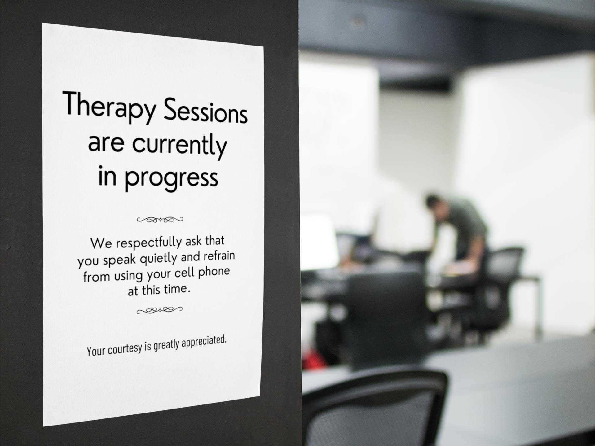 PRINTABLE Therapy Sessions in Progress SIGN, Speak Quietly, Turn Cell ...