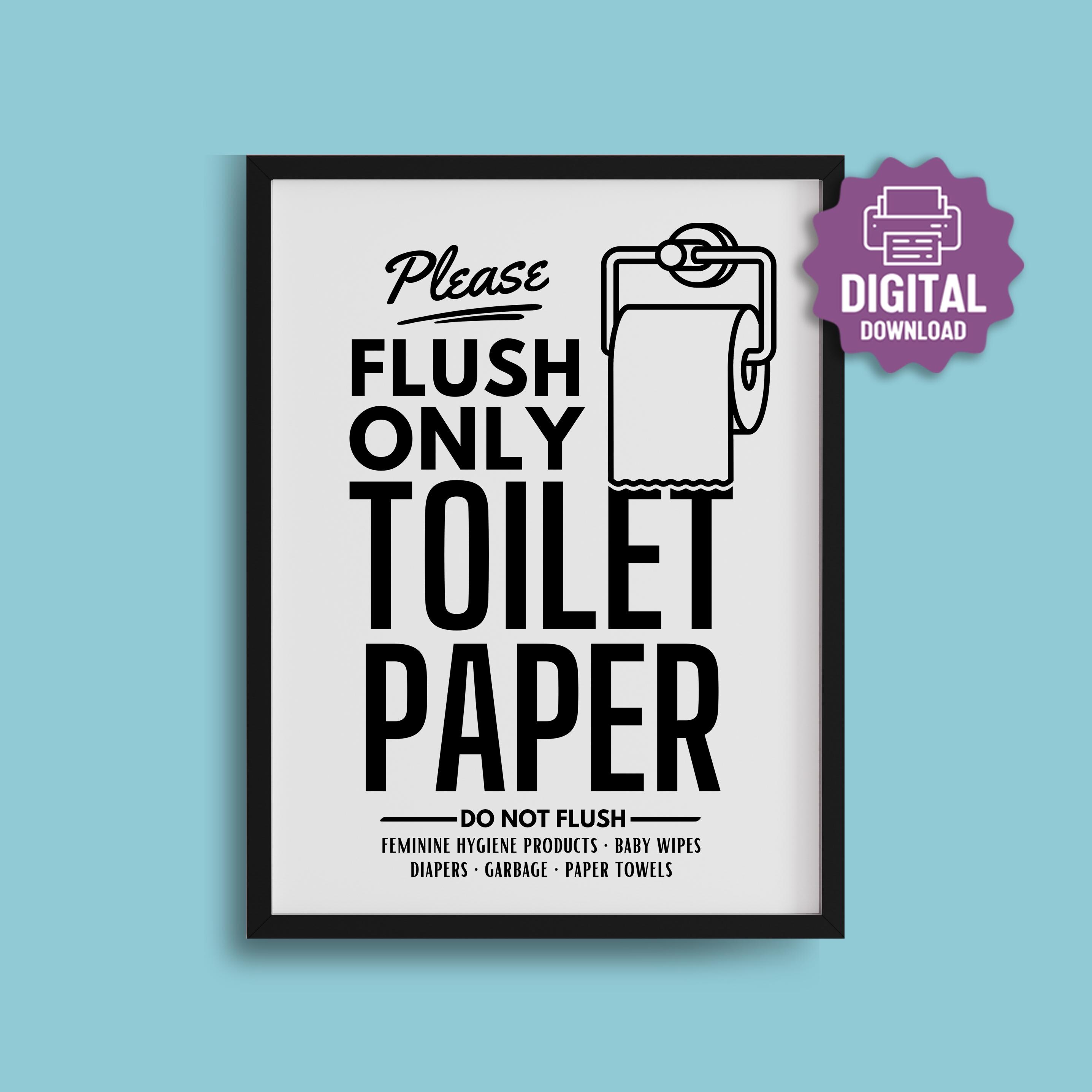 PRINTABLE Please Flush Only Toilet Paper SIGN, Modern Airbnb Vacation ...